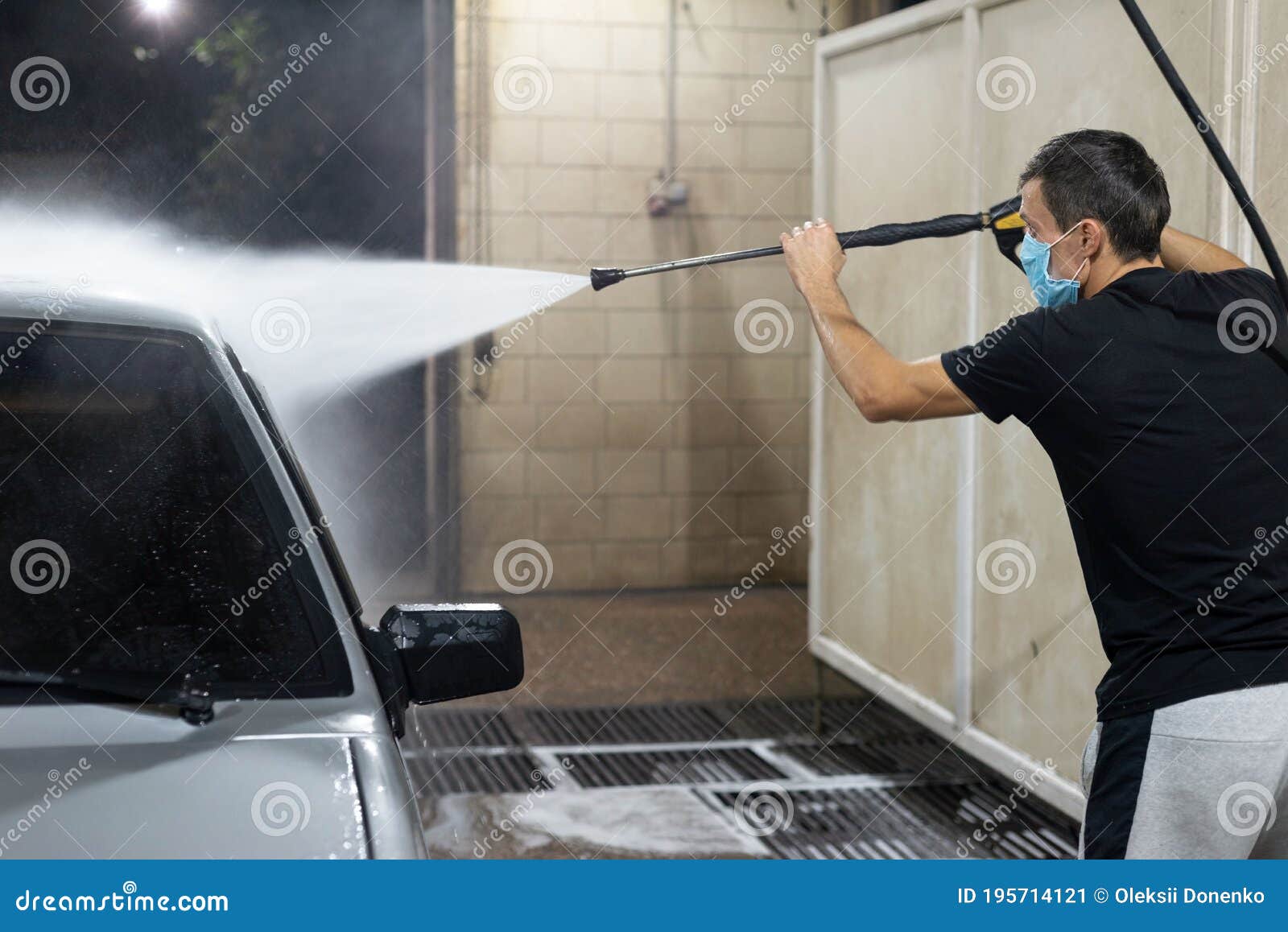 Coronavirus Cleaning of the Car, Washing the Car Body with a Kersher ...