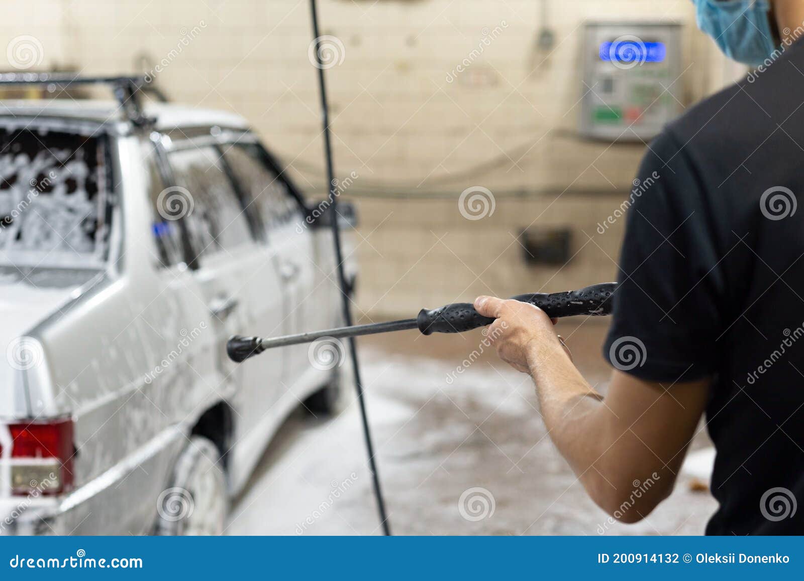 Coronavirus Cleaning of the Car, Washing the Car Body with a Kersher ...