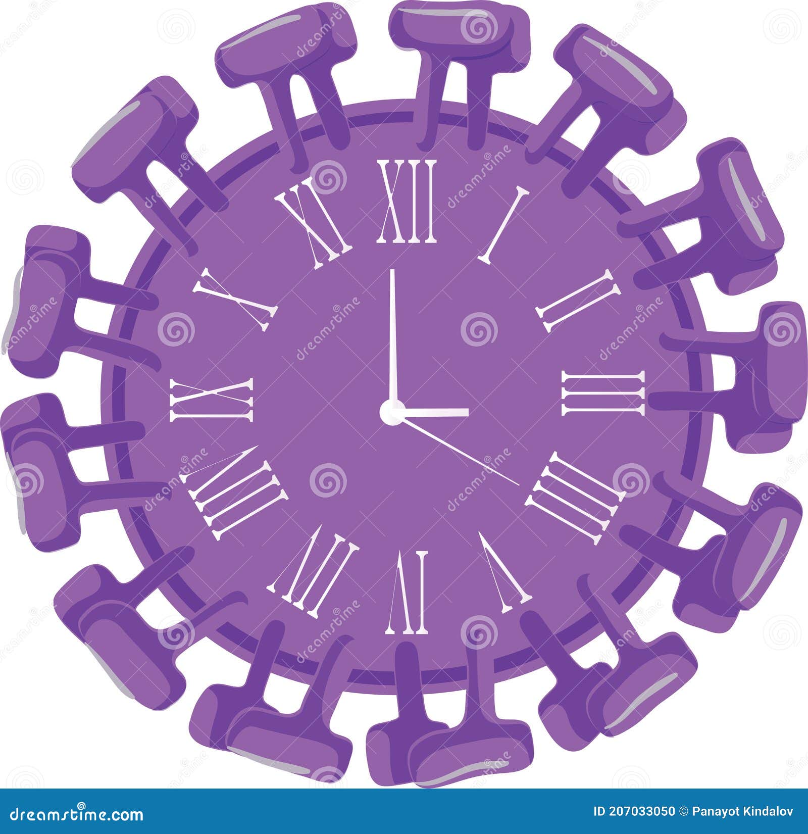 Coronavirus Clock Face stock vector. Illustration of style - 207033050