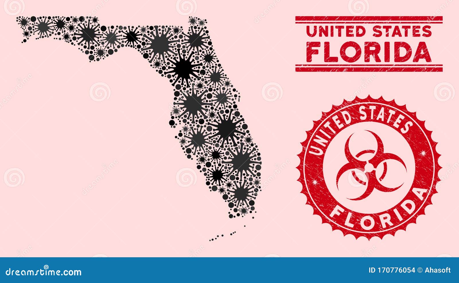 Coronavirus Collage Florida Map with Grunge Biohazard Stamps Stock ...