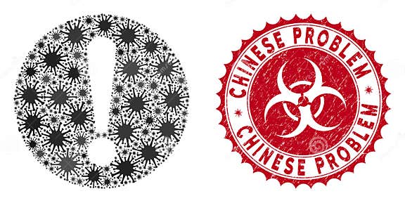 Coronavirus Collage Problem Icon with Grunge Chinese Problem Stamp ... Coronavirus Collage Problem Icon with Grunge Chinese Problem Stamp ...