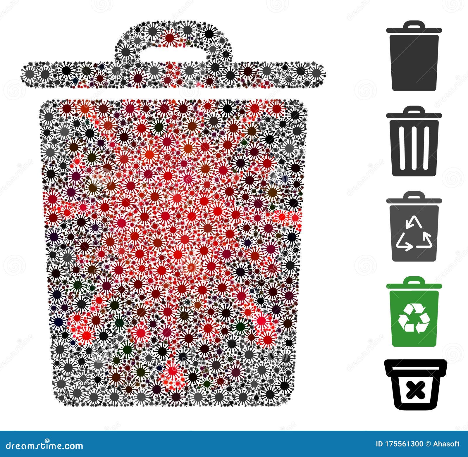 Coronavirus Collage Trash Bin Icon Stock Illustration - Illustration of ...