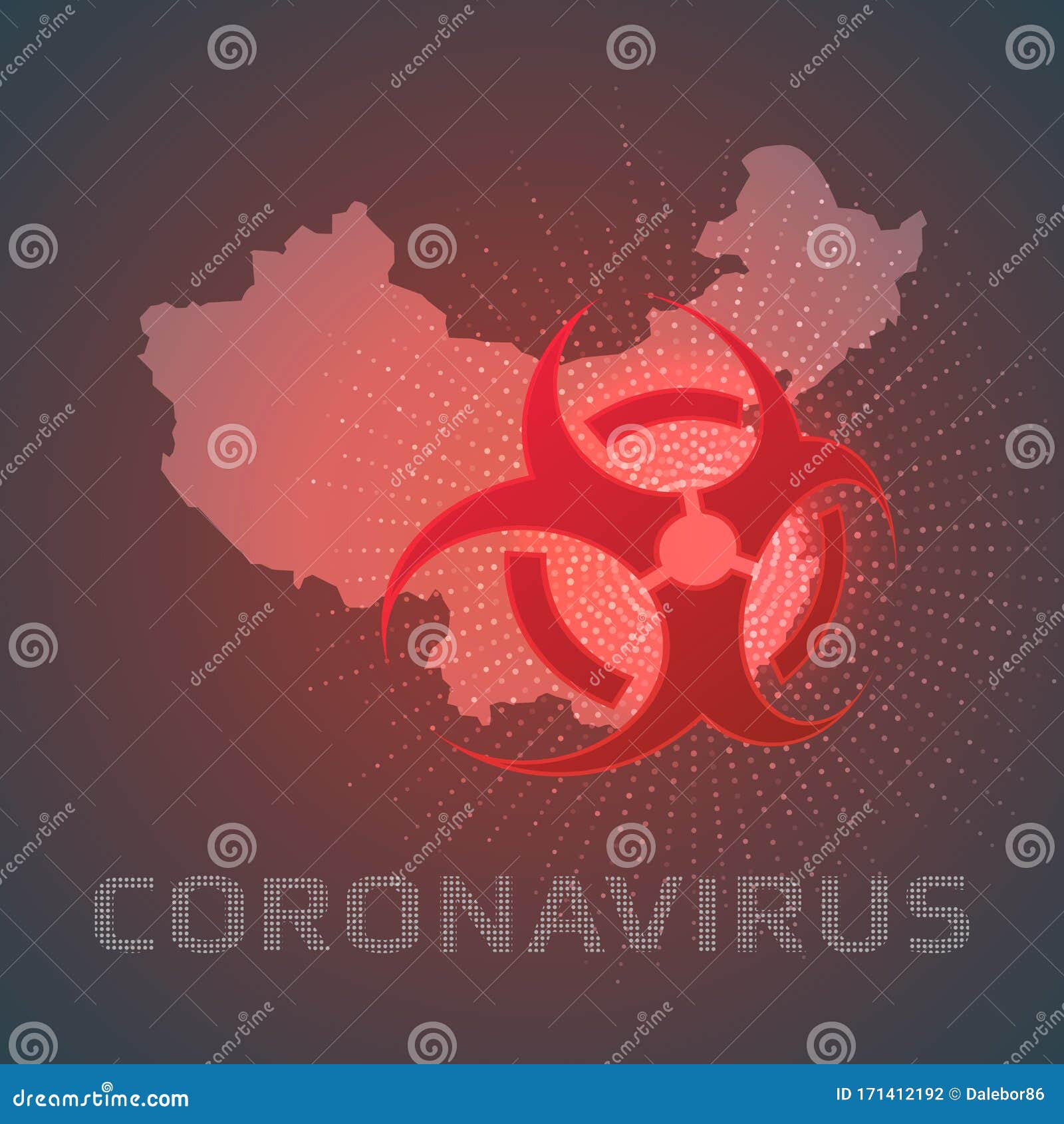 Coronavirus Concept with the Map of China and the Biohazard Symbol ...