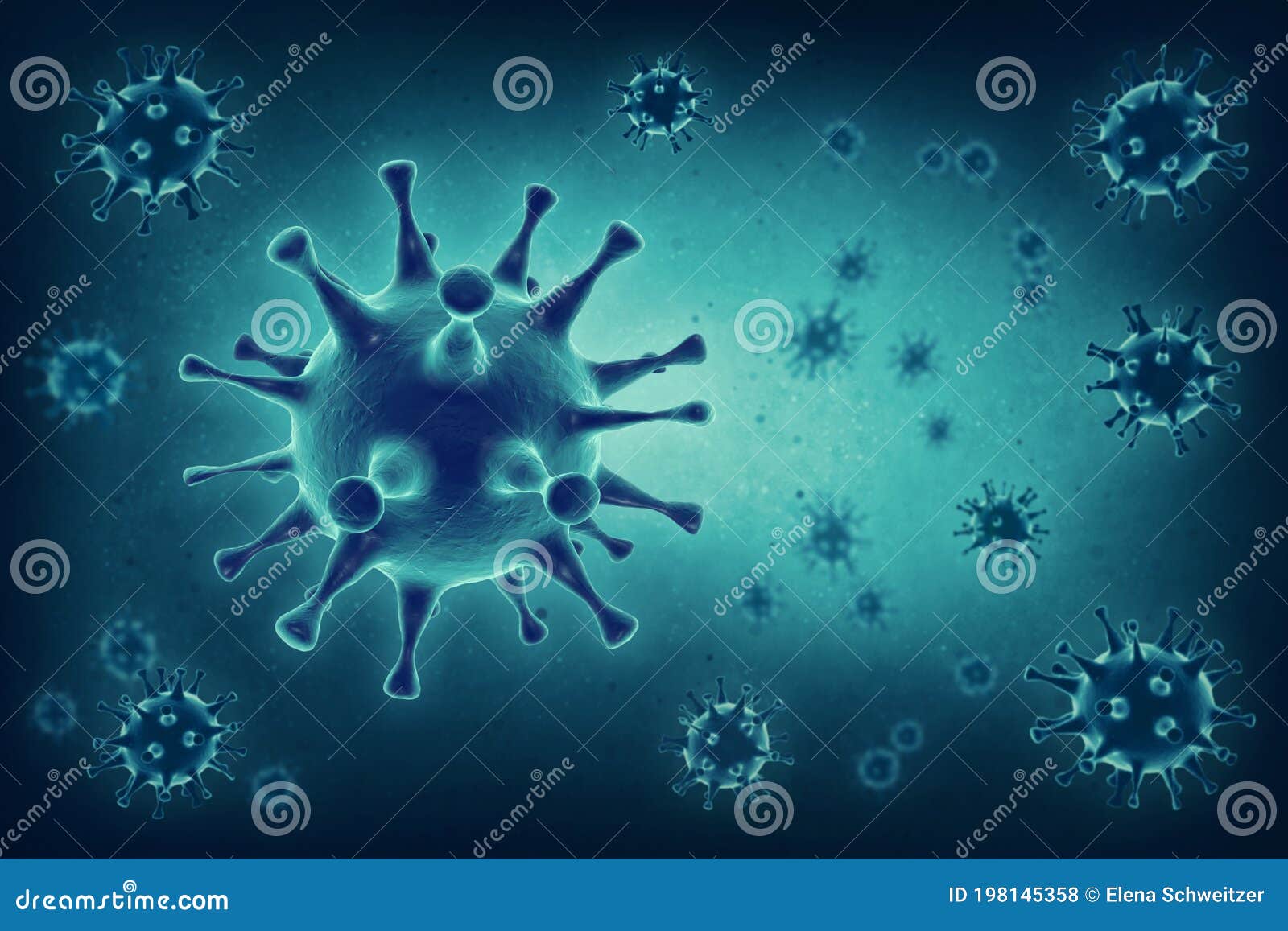 Coronavirus Concept. Close-up View Of A Virus Through A Microscope ...