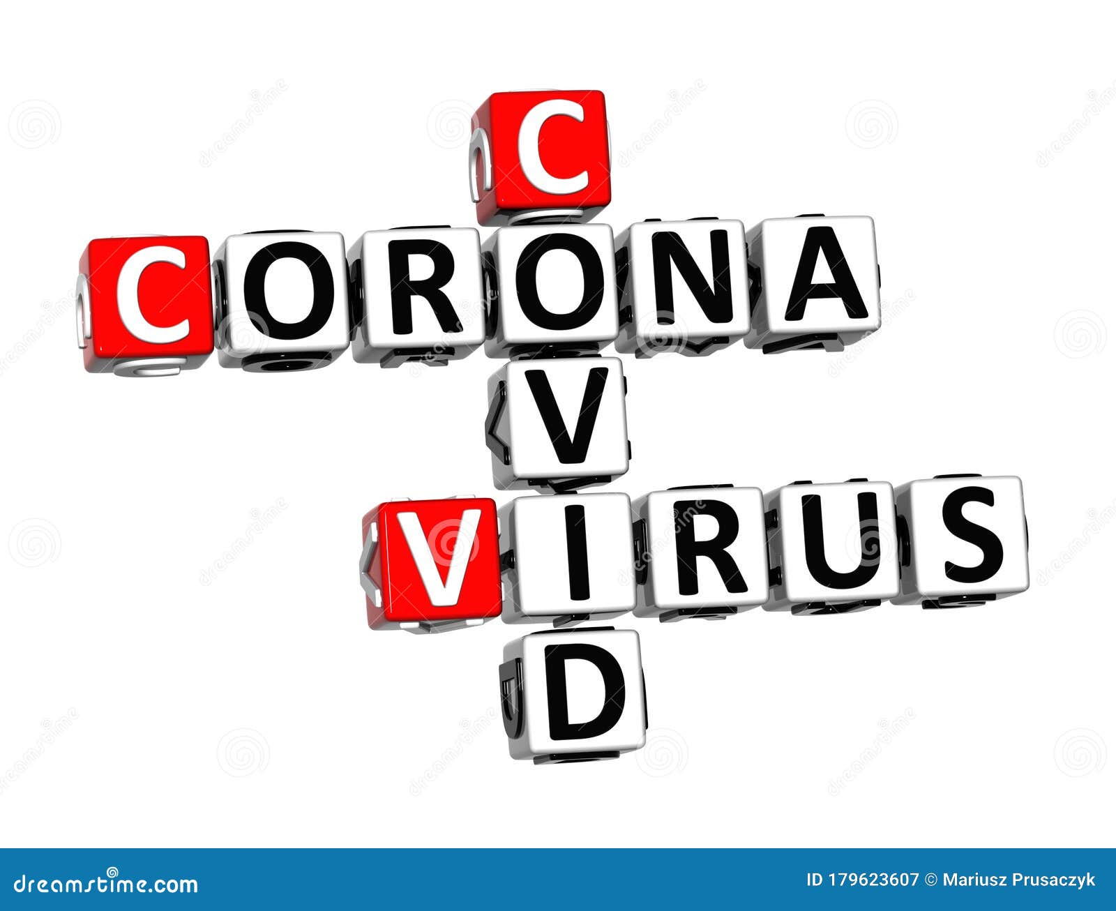 Coronavirus COVID-19. 3D Red-white Crossword Puzzle on White Background ...