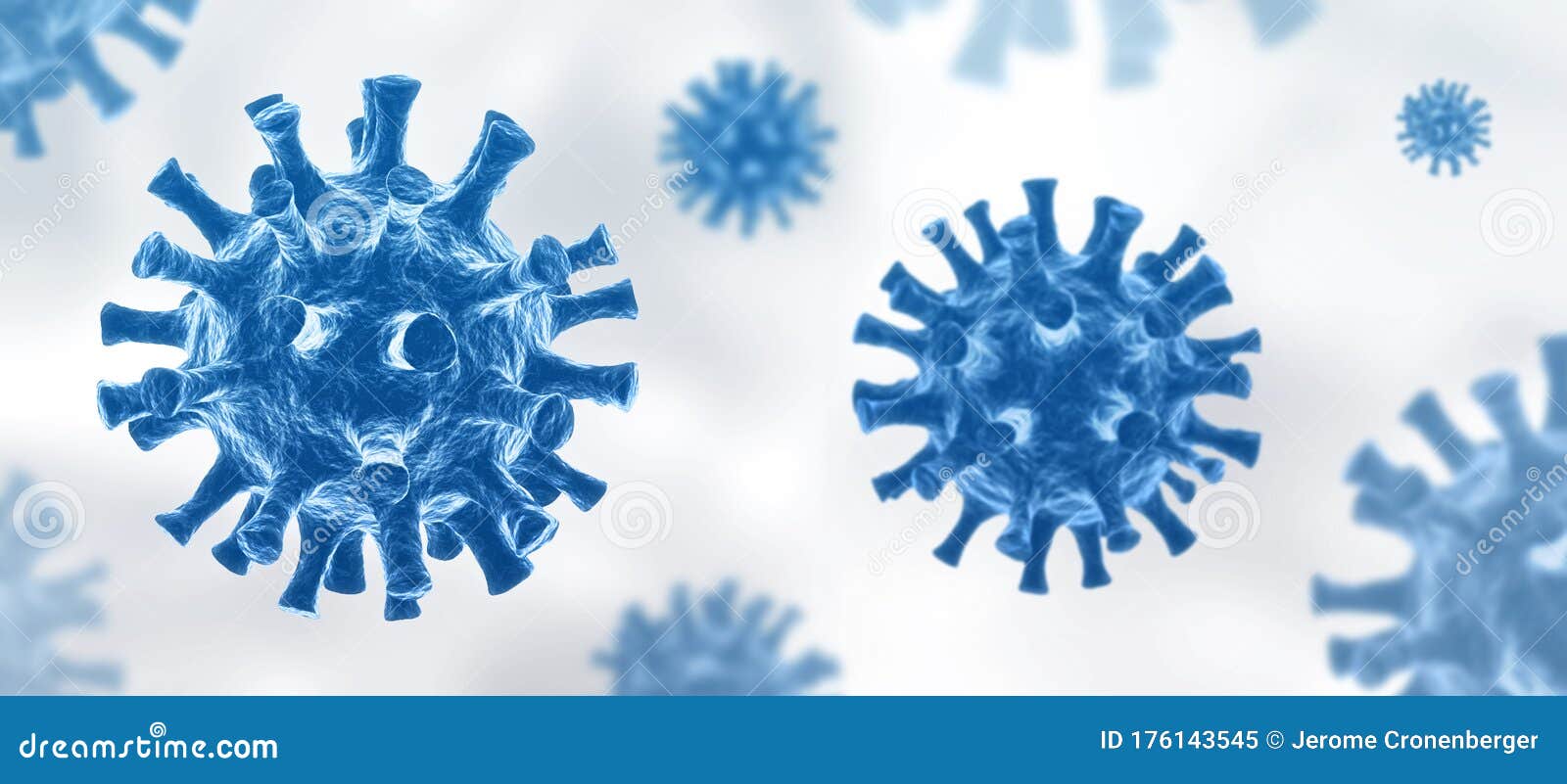 Coronavirus COVID-19 - Blue Floating Virus Background - 3D Virology and ...