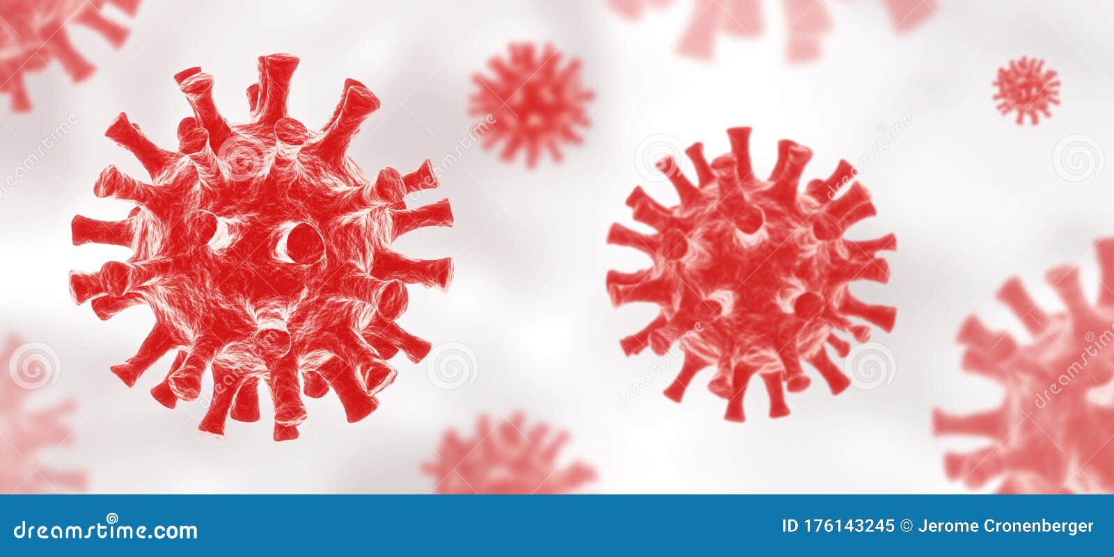Coronavirus COVID-19 - Red Floating Virus Background - 3D Virology and ...