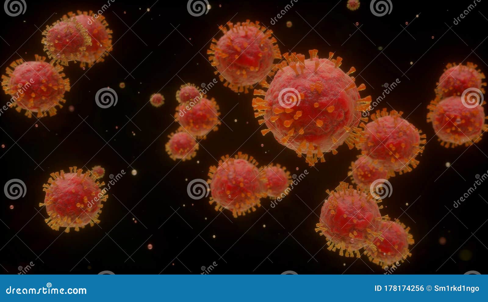 Coronavirus COVID-19. Group of Virus. Dangerous Virus Colony. 3d Render ...