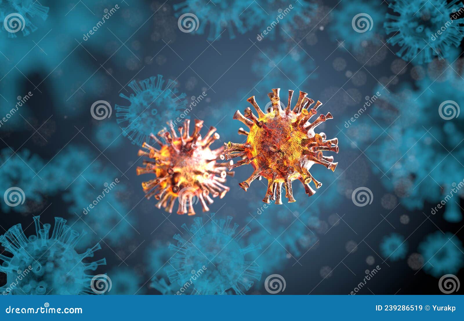 Coronavirus Covid-19, SARS CoV 2 Under Microscope. 3d Rendering Stock ...