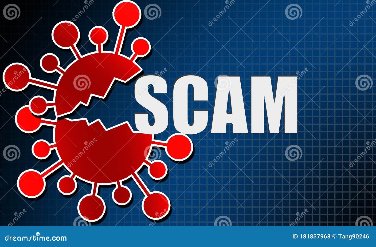 Coronavirus Covid-19 Scams with Blue Background Stock Illustration ...