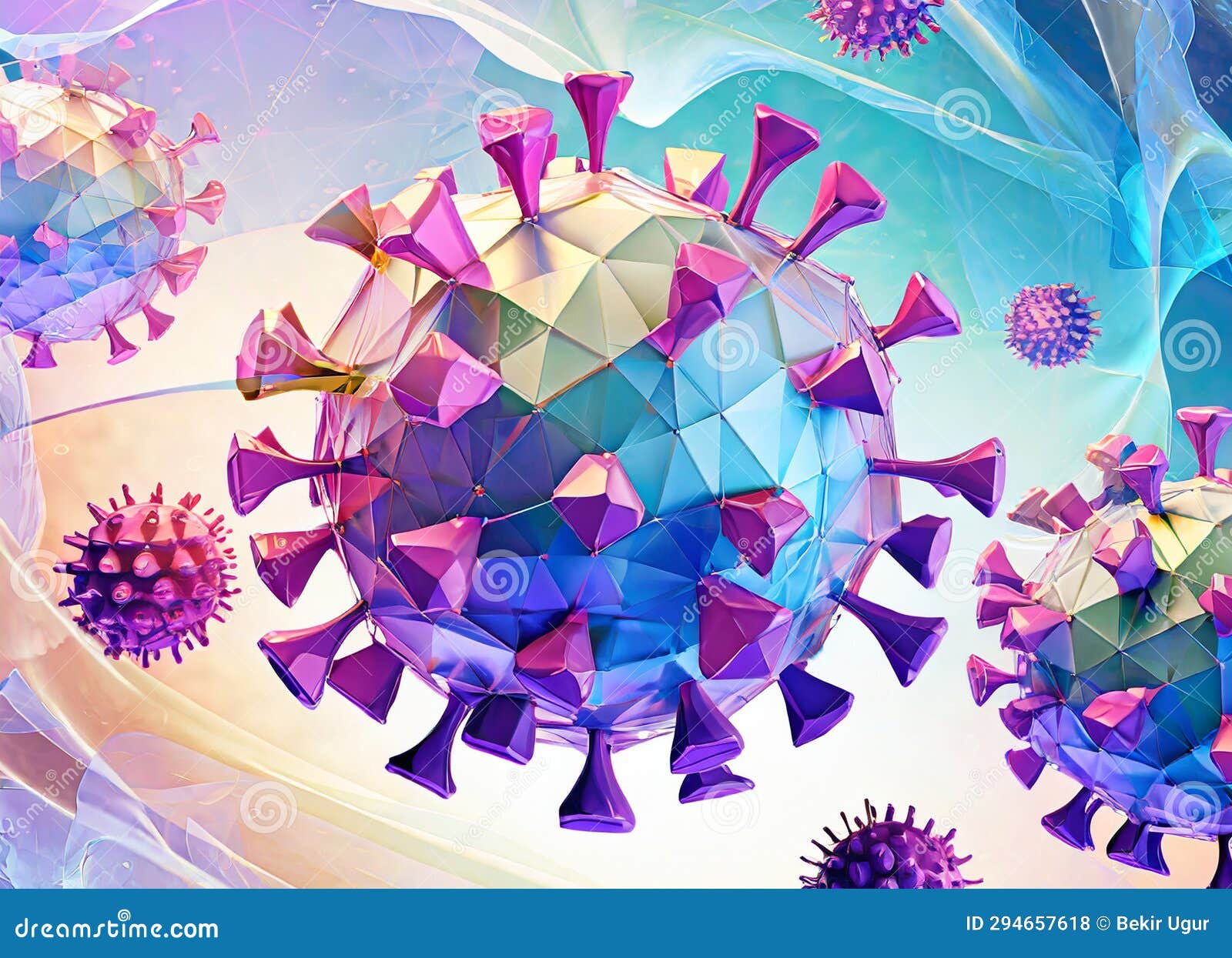 Coronavirus COVID-19 Under the Microscope. 3d Illustration Stock ...