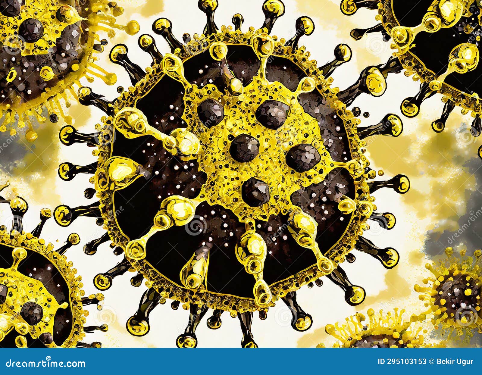 Coronavirus COVID-19 Under the Microscope. 3d Illustration Stock ...