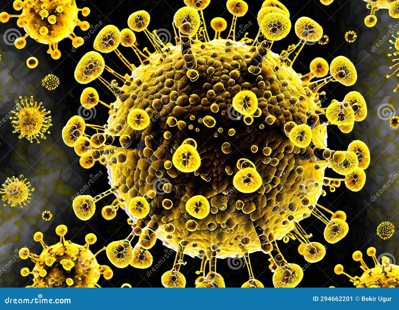 Coronavirus COVID-19 Under the Microscope. 3d Illustration Stock ...