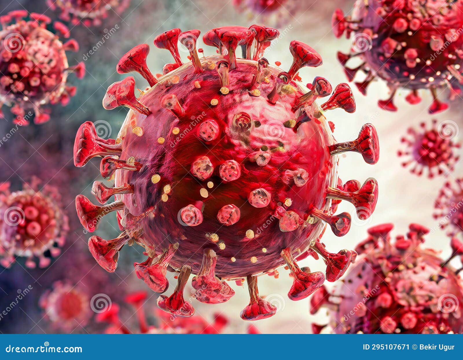 Coronavirus COVID-19 Under the Microscope. 3d Illustration Stock ...