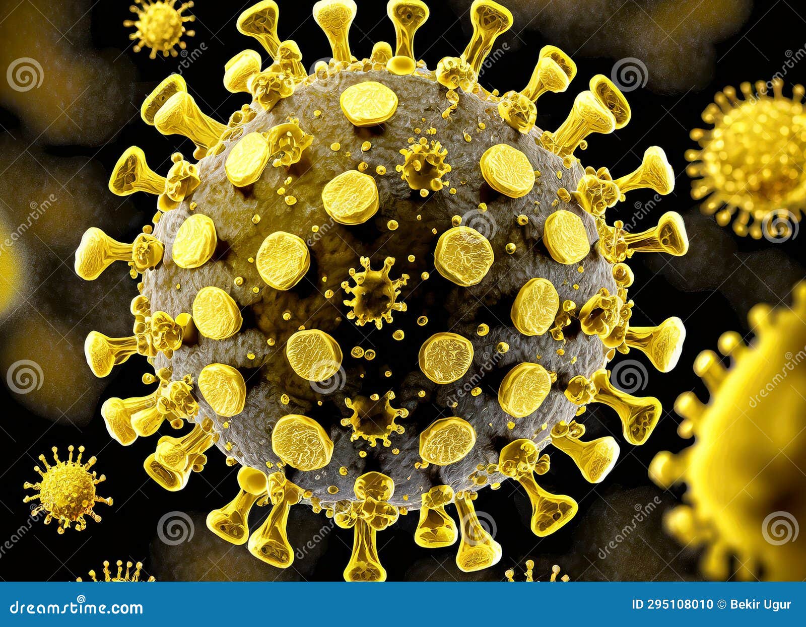 Coronavirus COVID-19 Under the Microscope. 3d Illustration Stock ...