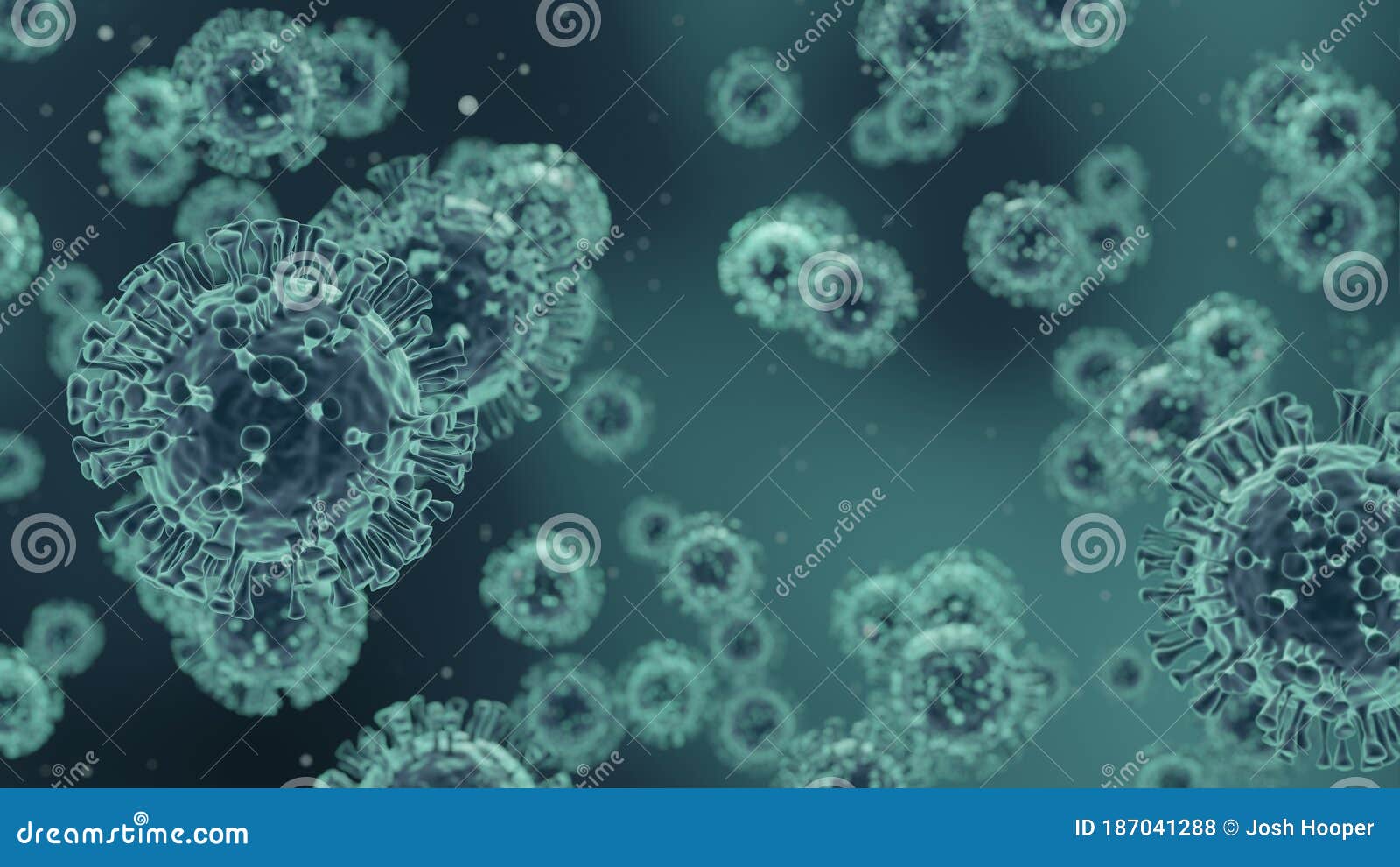 Coronavirus Covid-19 Virus Render Blue and Green Colours. 3D Rendering ...