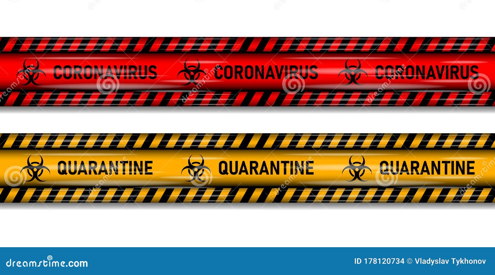 Coronavirus COVID-19 Warning Tape in Red and Yellow. Caution Tape in ...