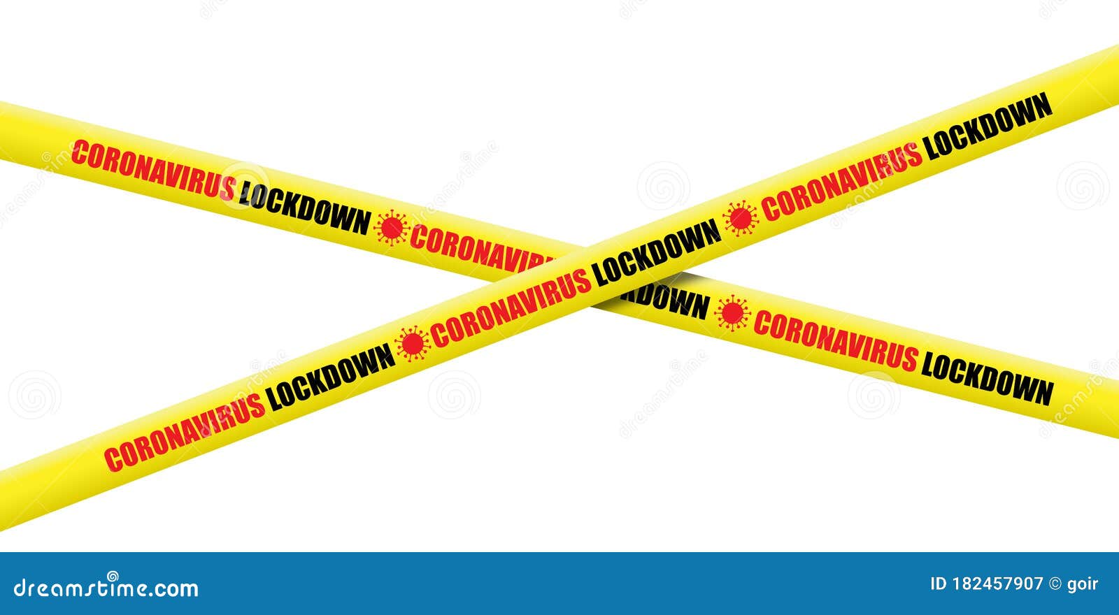 Coronavirus, Covid-19, Yellow Tape Lockdown Stock Illustration ...