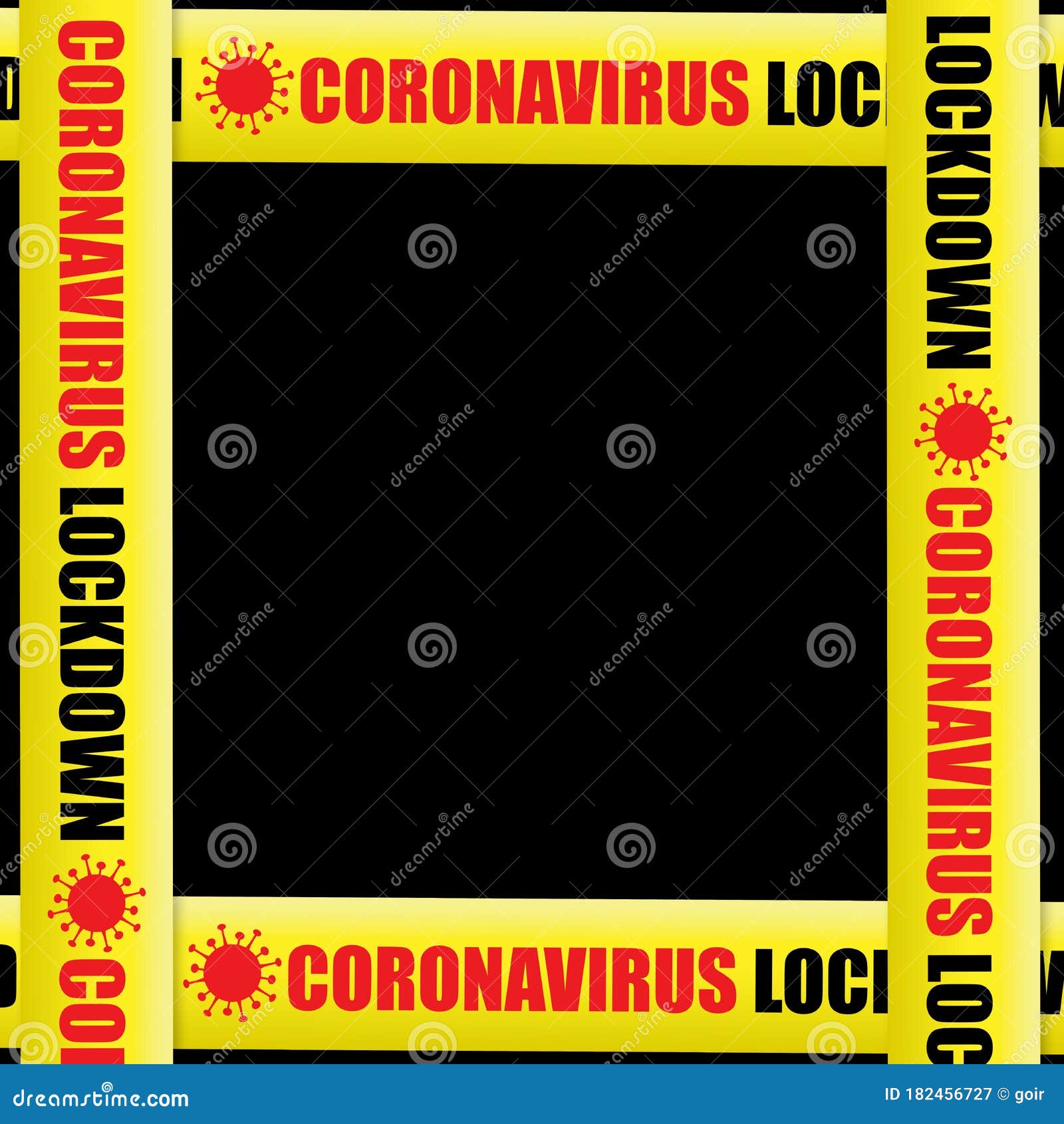 Coronavirus, Yellow Tape Lockdown Frame Stock Illustration ...