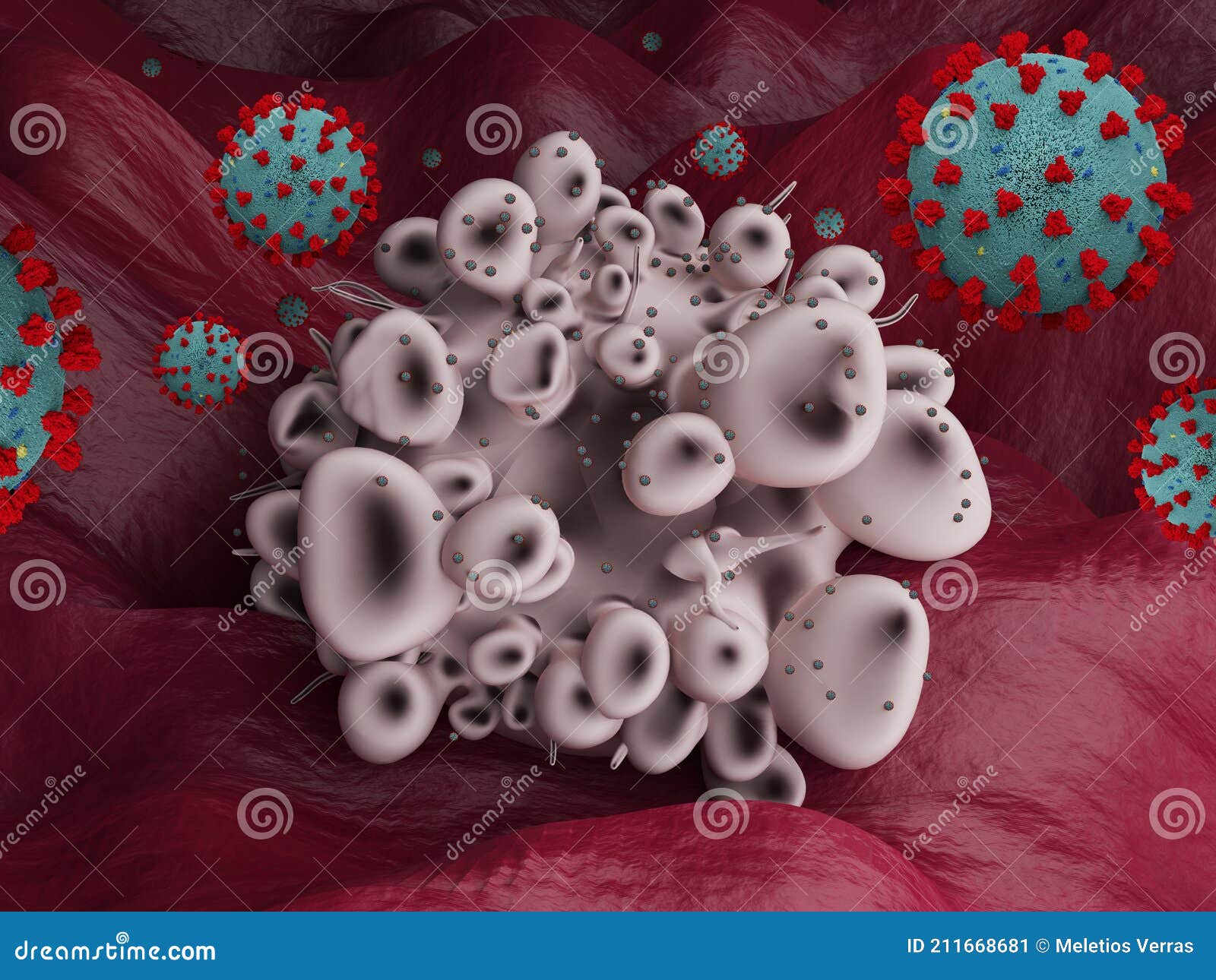 Coronavirus Destroying a Cell Stock Illustration - Illustration of ...