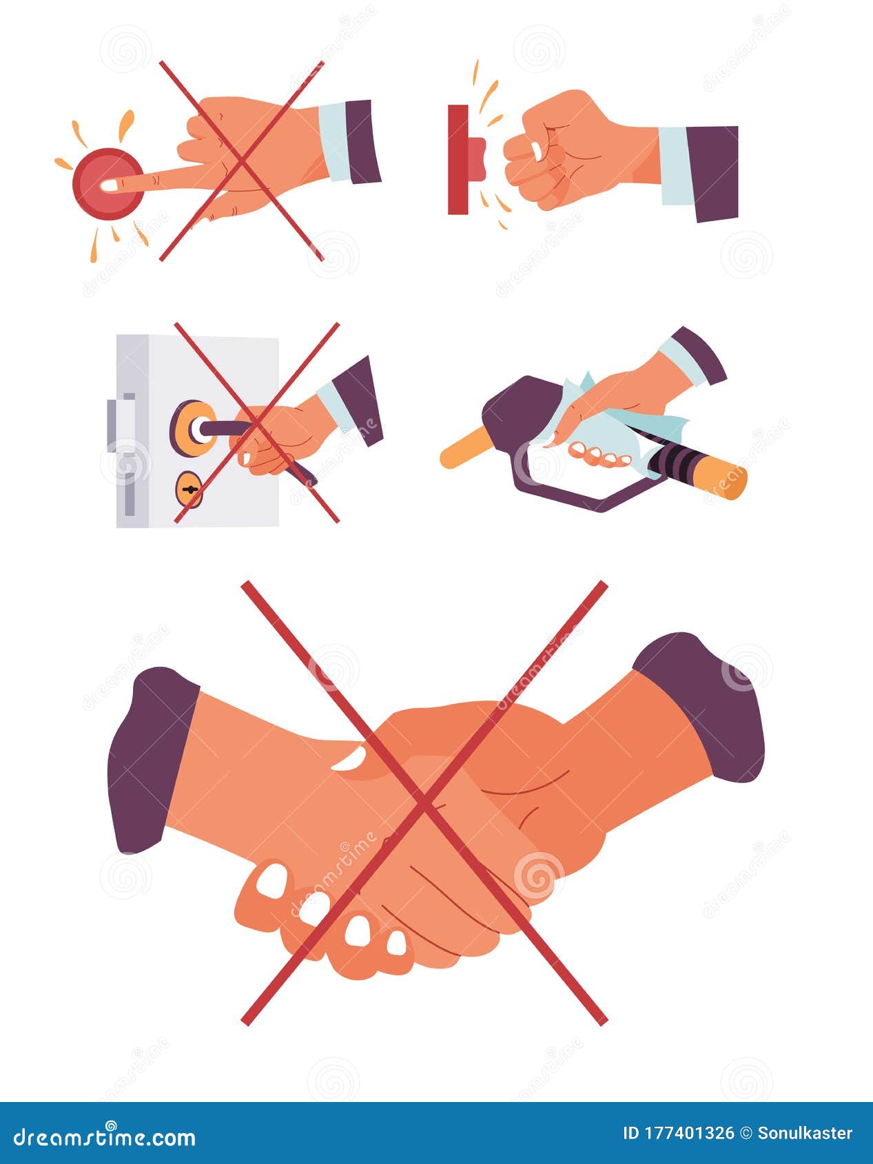 Coronavirus Dos and Donts, Avoid Contact and Touches Stock Vector ...