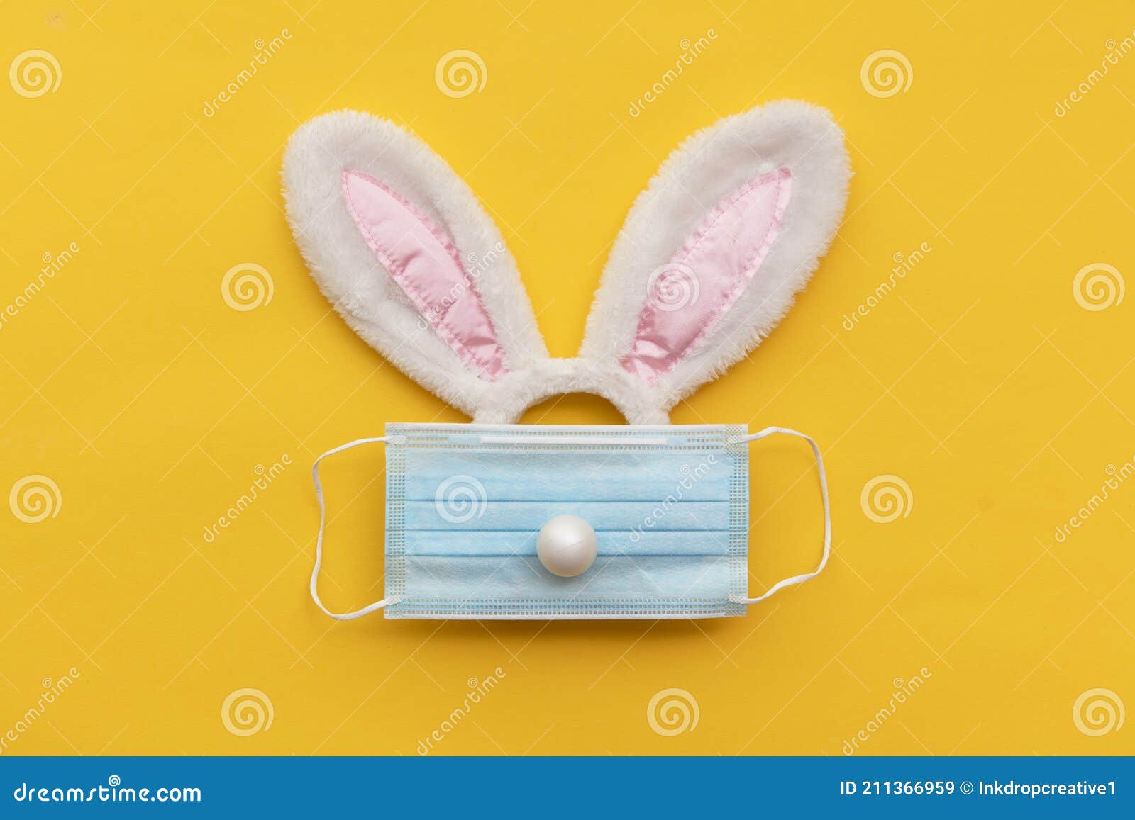 Coronavirus Easter Bunny Face Made from Rabbit Ears and a Protective ...
