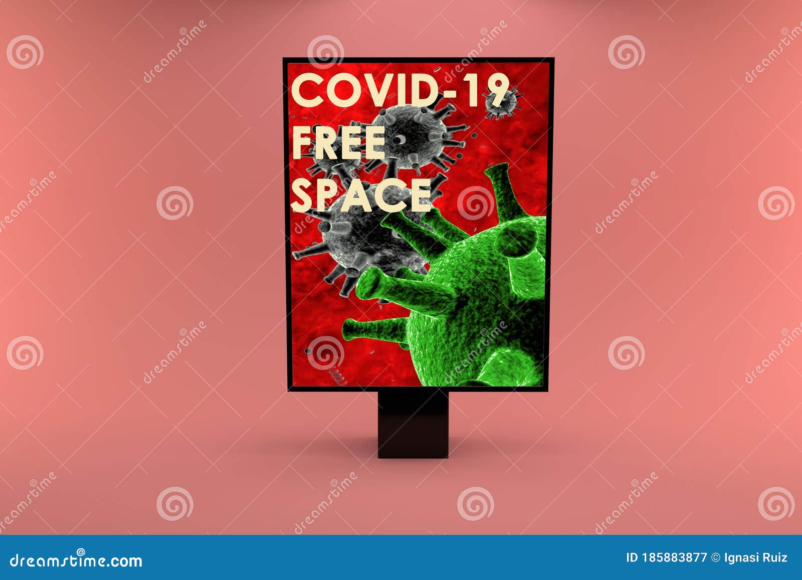 Coronavirus Free Concept. Advertising Billboards 3d Rendering Stock ...