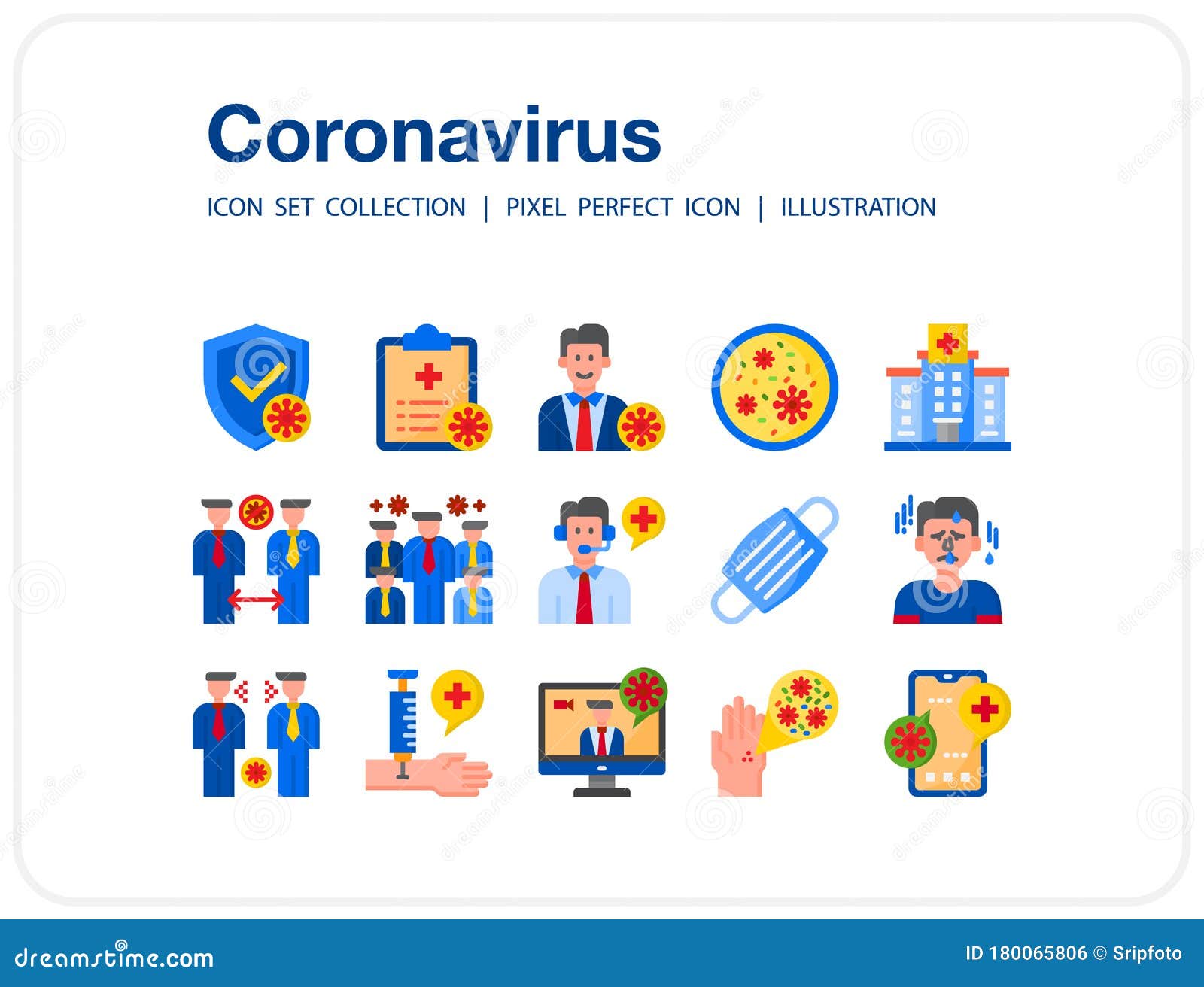 Coronavirus Icons Set, Pixel Perfect Icon, Set of Icons for Web and ...