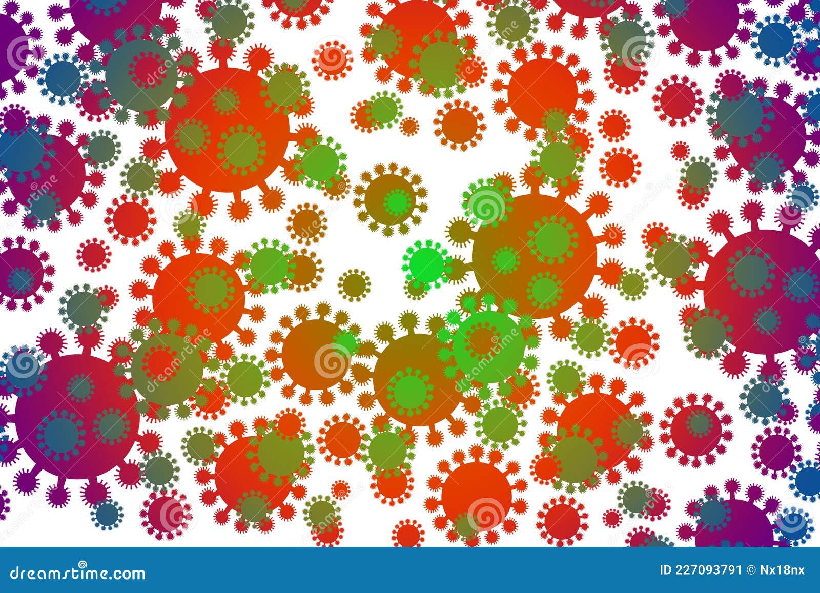 Coronavirus Illistration Red and Green Blue Cells on White Backround ...