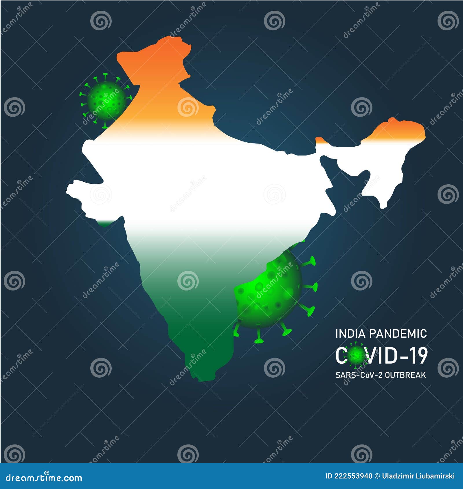 Coronavirus in India Map Bacteria COVID-2019 Pandemic Stock Vector ...