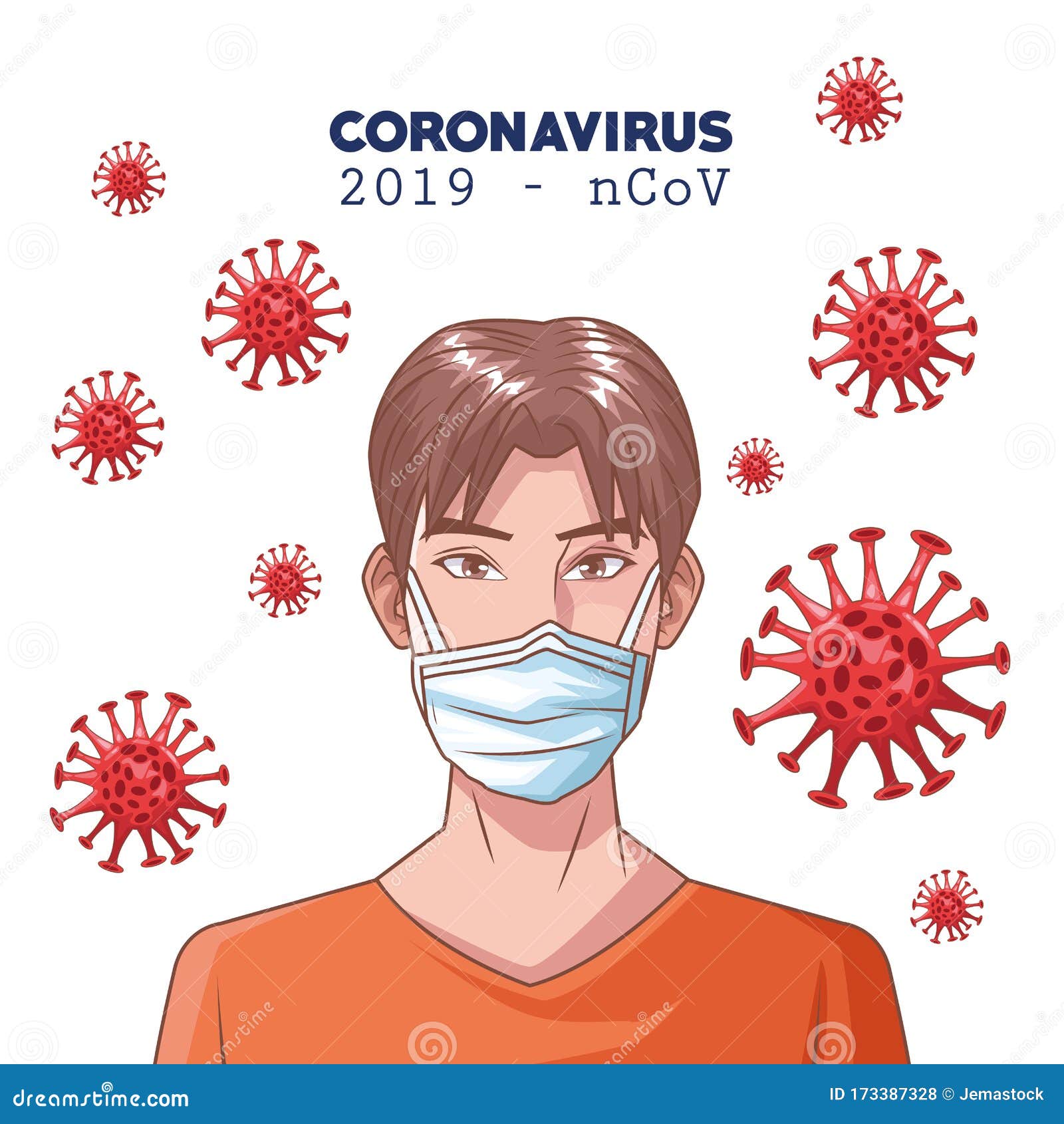 Coronavirus Infographic with Man Using Mask Stock Vector - Illustration ...
