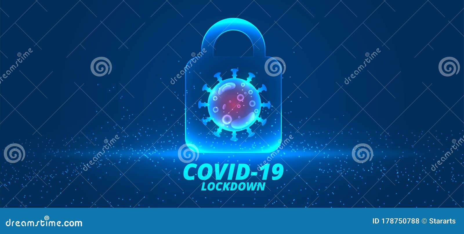 Coronavirus Lockdown Background with Virus Cell Design Stock Vector ...
