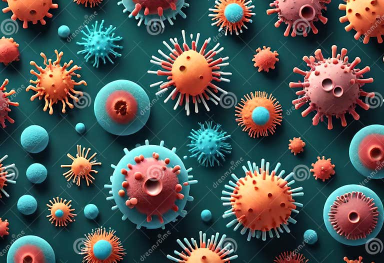 Coronavirus Microorganisms in 3d Render, Abstract Biological Backdrop Stock Illustration ...