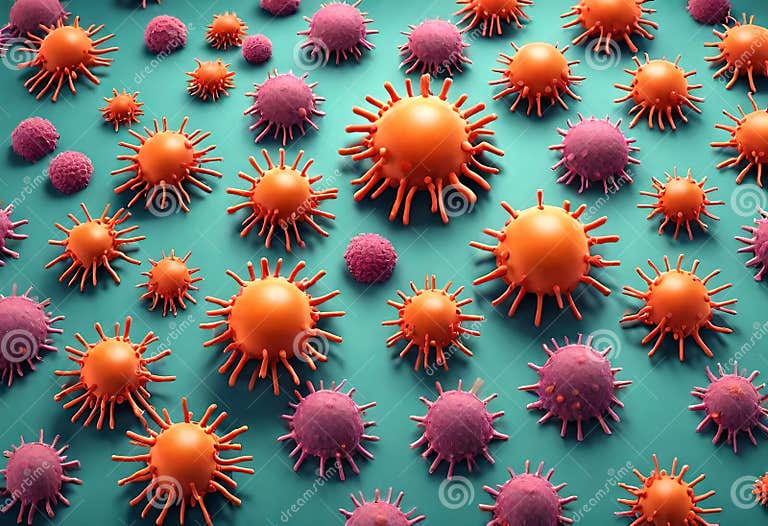 Coronavirus Microorganisms in 3d Render, Abstract Biological Backdrop Stock Illustration ...