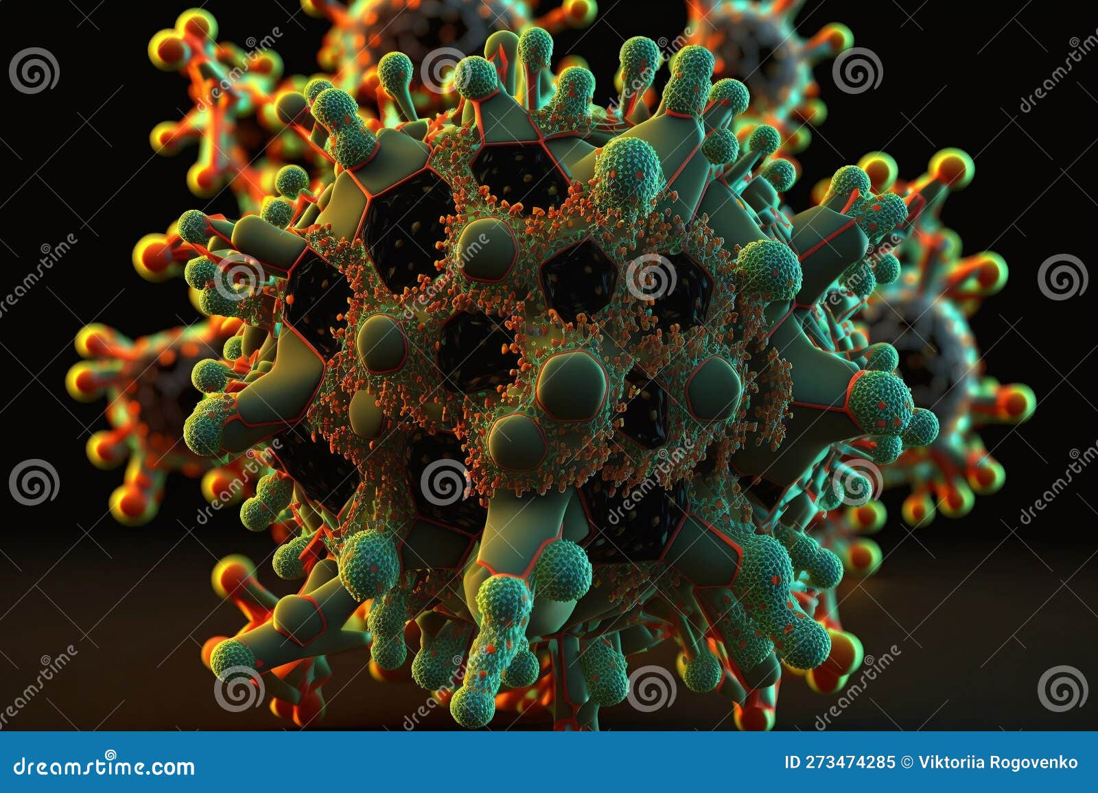Coronavirus Molecule Under the Microscope. Created by AI Stock ...