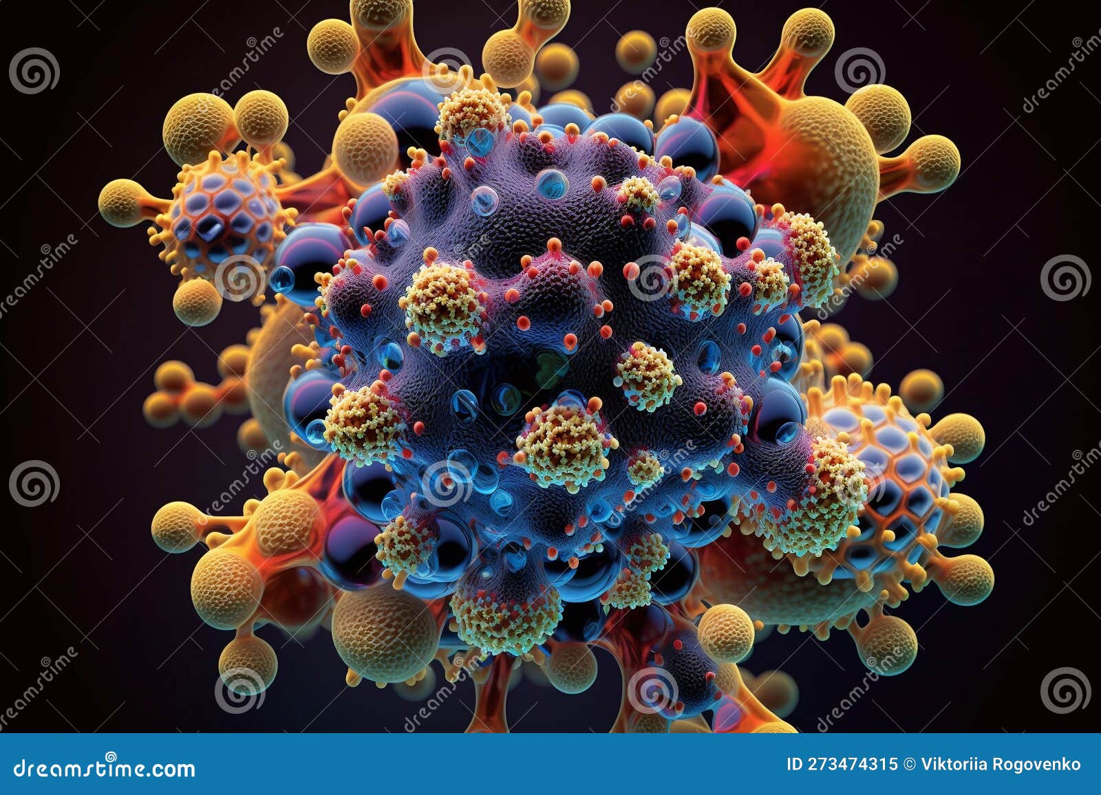 Coronavirus Molecule Under the Microscope. Created by AI Stock ...