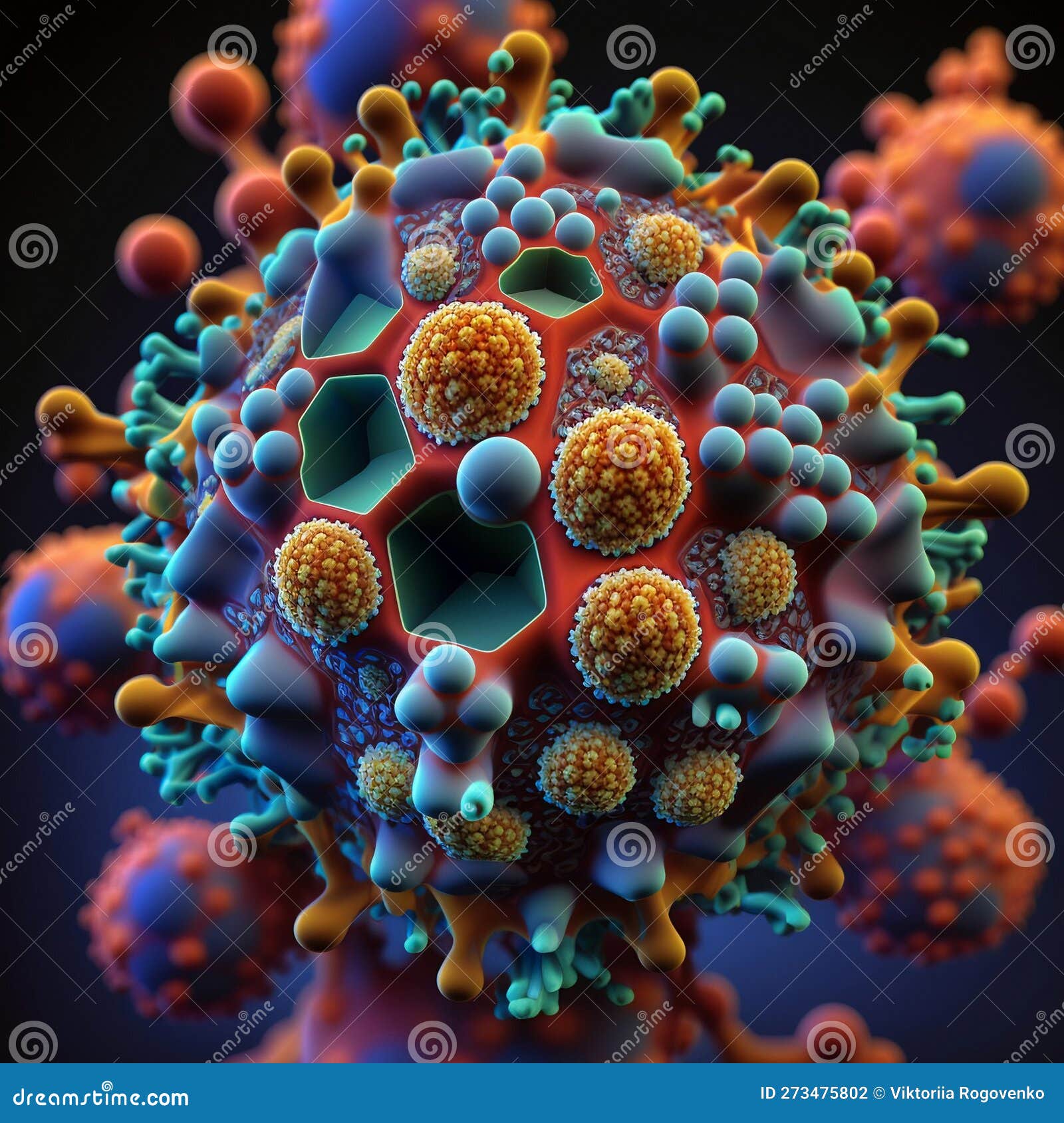 Coronavirus Molecule Under the Microscope. Created by AI Stock ...