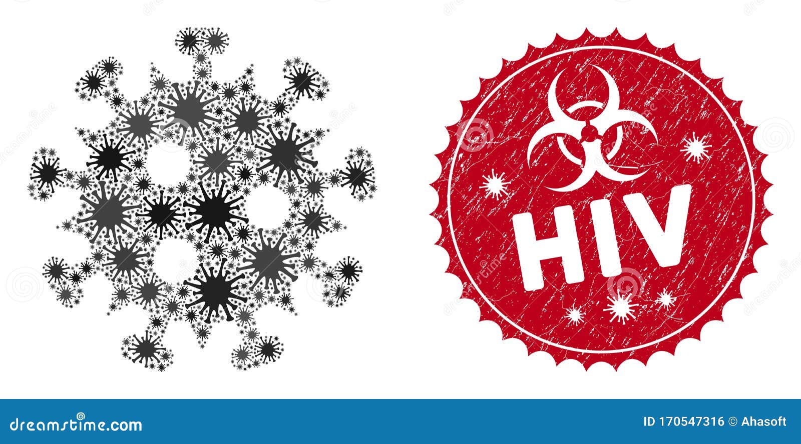 Coronavirus Collage HIV Virus Icon with Distress HIV Seal Stock Vector ...