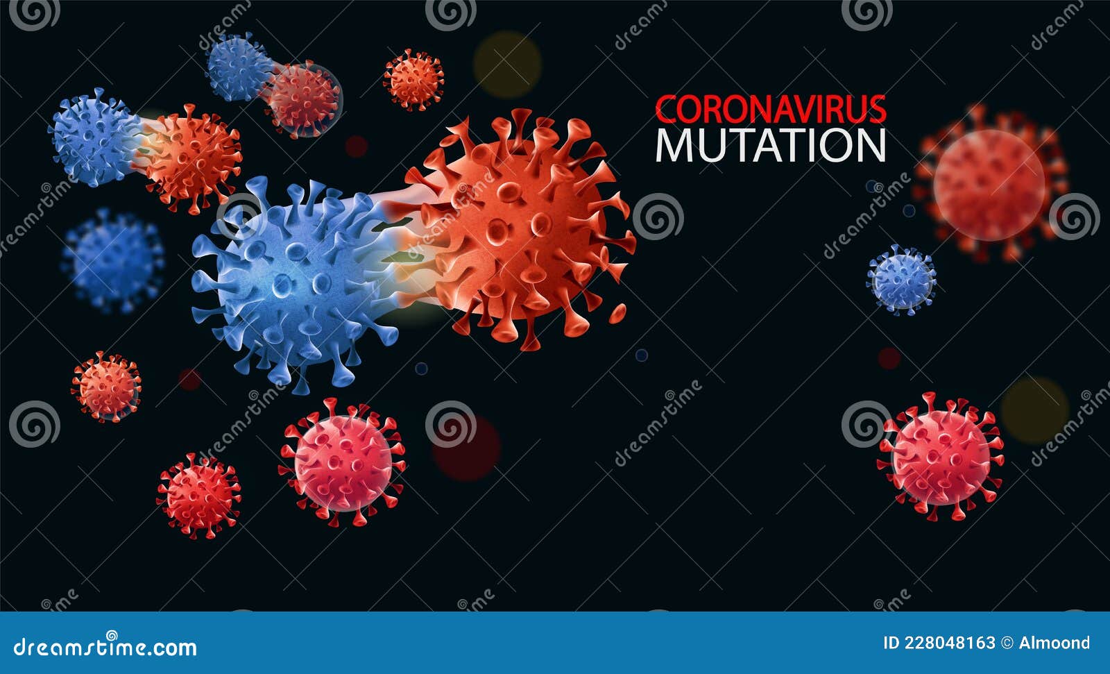 Coronavirus Mutation Background with Disease Molecules. Mutating Virus ...