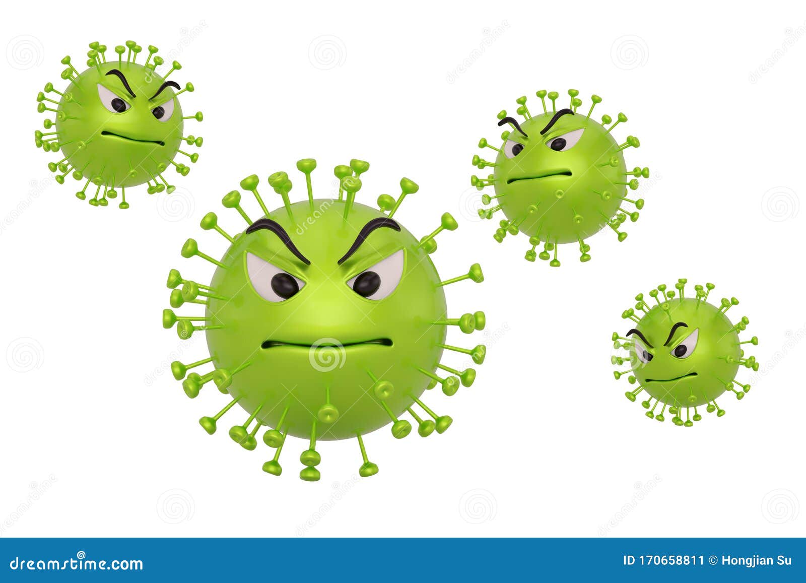Coronavirus 2019-nC0V Outbreak. 3D Cartoon Coronavirus in White ...