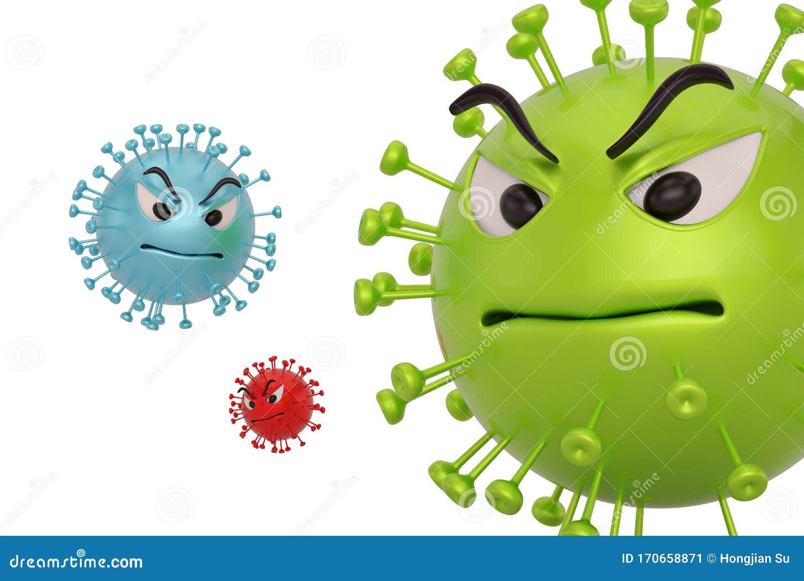 Coronavirus 2019-nC0V Outbreak. 3D Cartoon Coronavirus in White ...