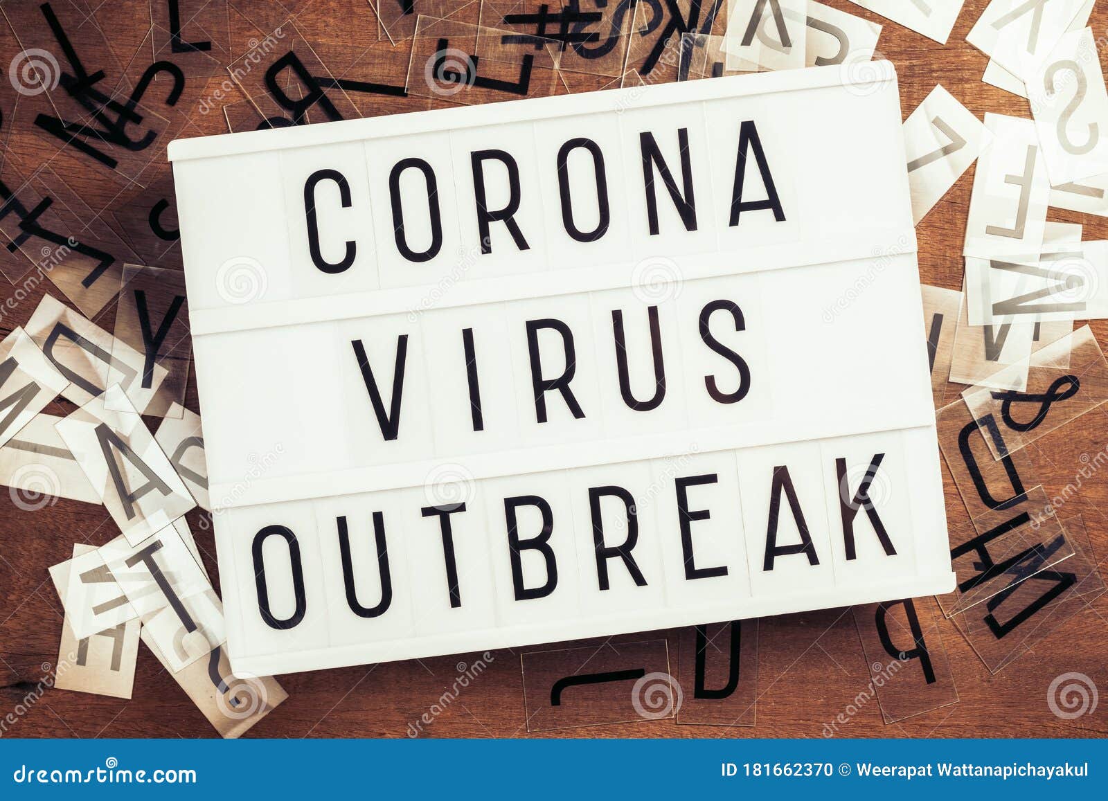 Coronavirus Outbreak Text on Lightbox Sign Stock Photo - Image of ...