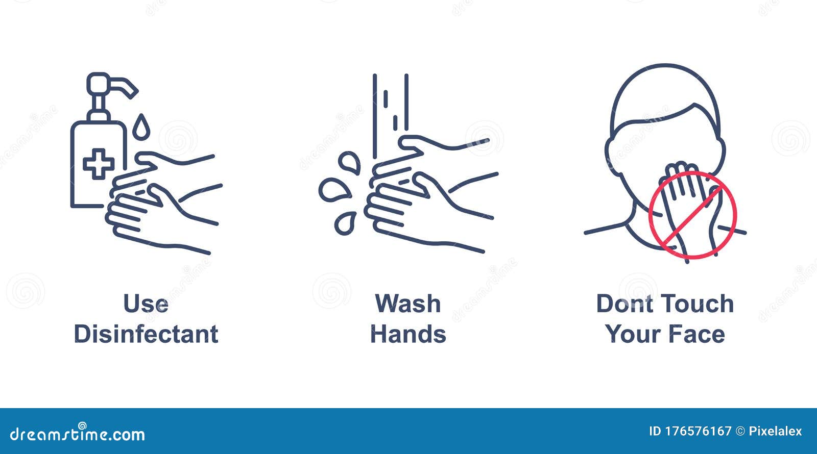 Coronavirus Precaution Tips Linear Icons on White Background Stock ...