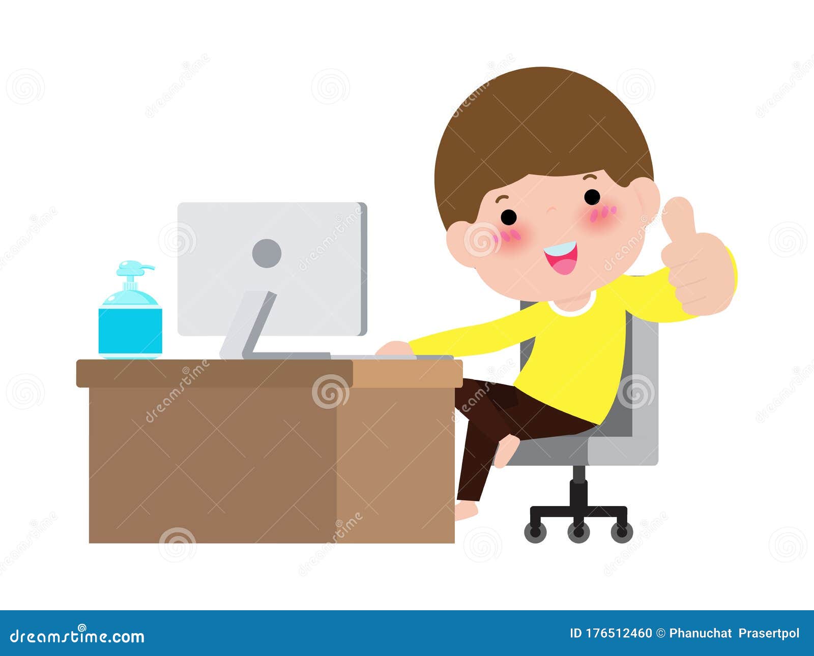 Coronavirus Quarantine Concept. Cute Student Working on a Laptop at ...