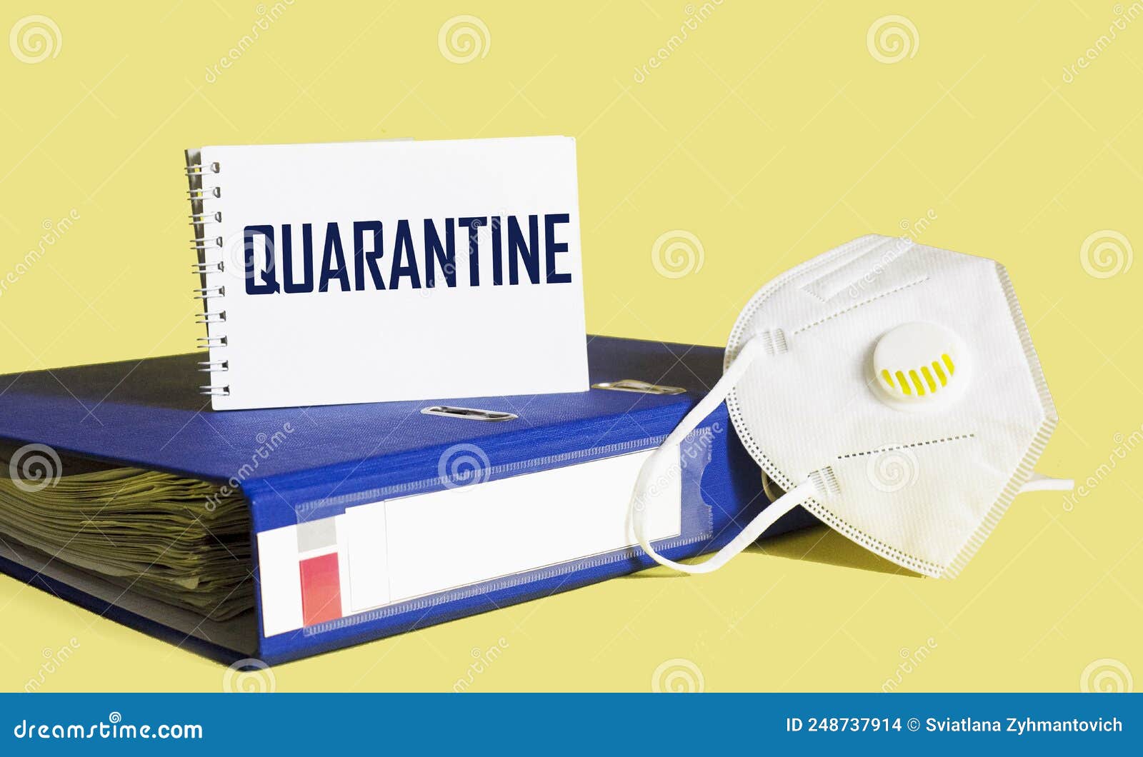 Coronavirus Quarantine Concept. on the Desktop There is a Folder with ...