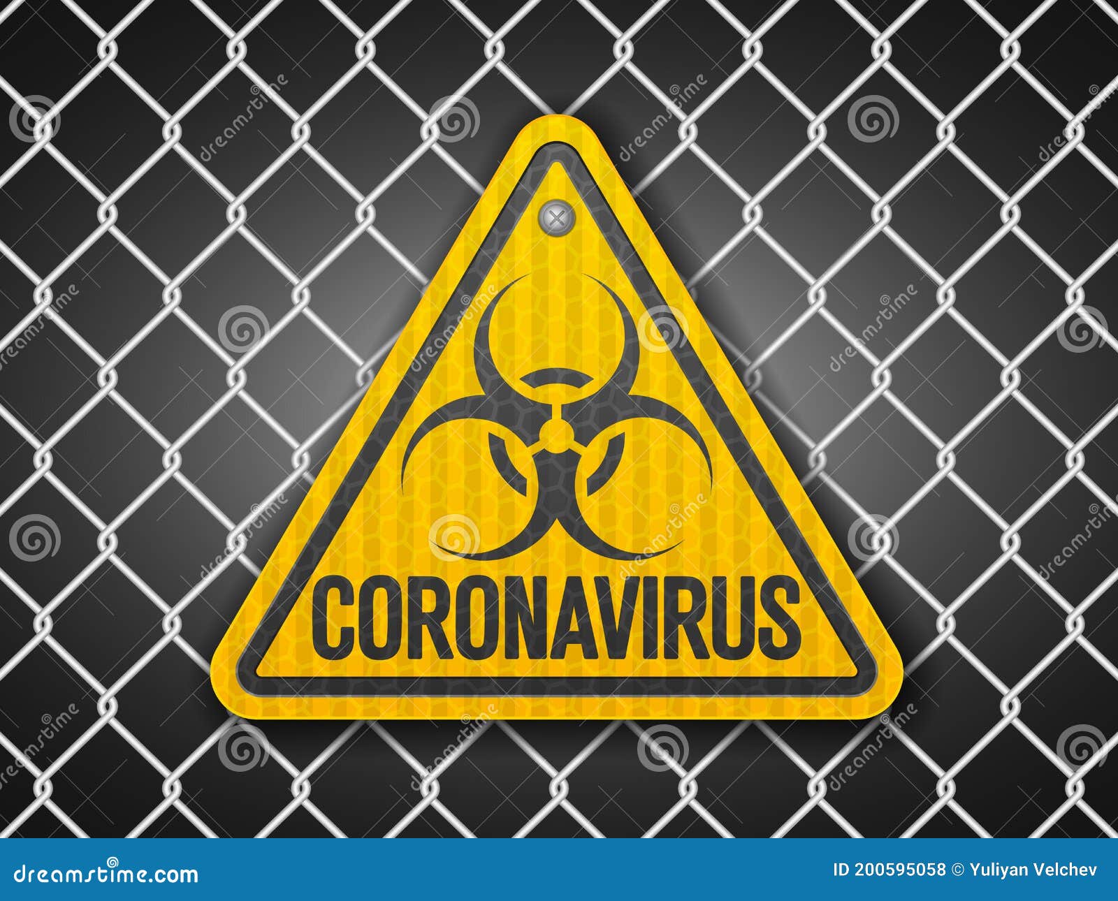 Coronavirus Sign on Wire Fence Stock Vector - Illustration of textured ...