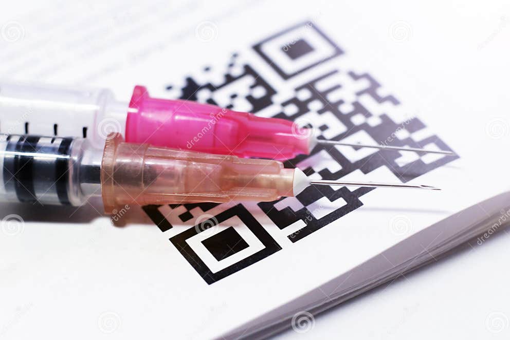 Coronavirus Vaccination, Syringe Needle and QR Code Stock Image - Image ...