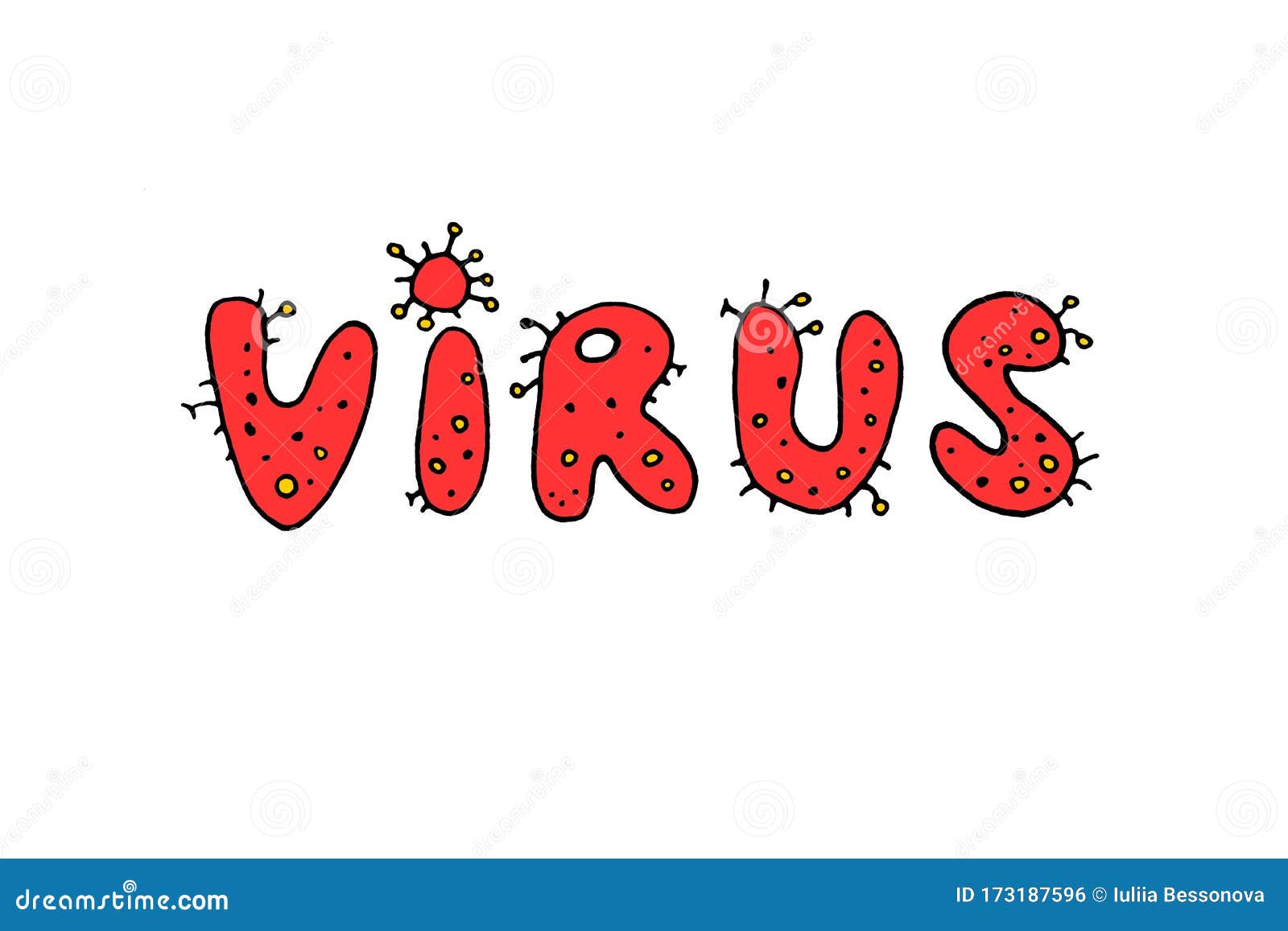 Coronavirus,Virus. Red Letters Header Lettering Doodle Handwritten ...