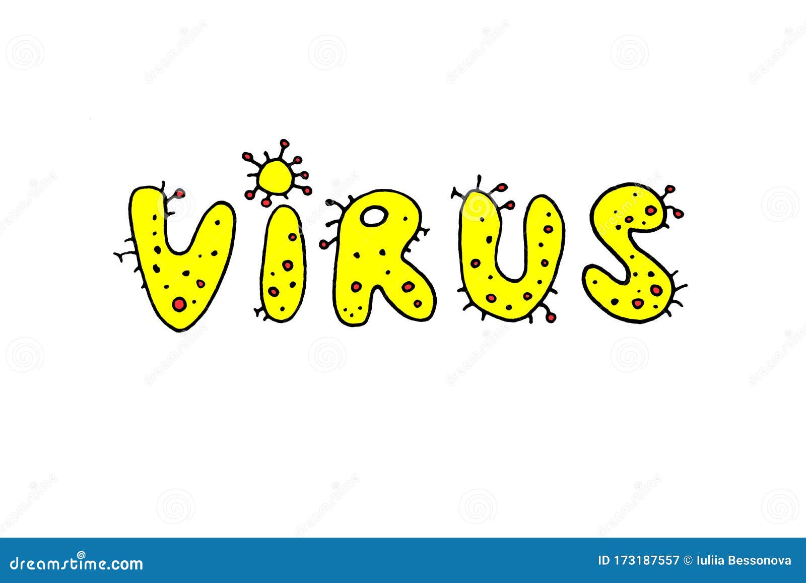 Coronavirus,Virus. Yellow Letters Header Lettering Doodle Handwritten ...