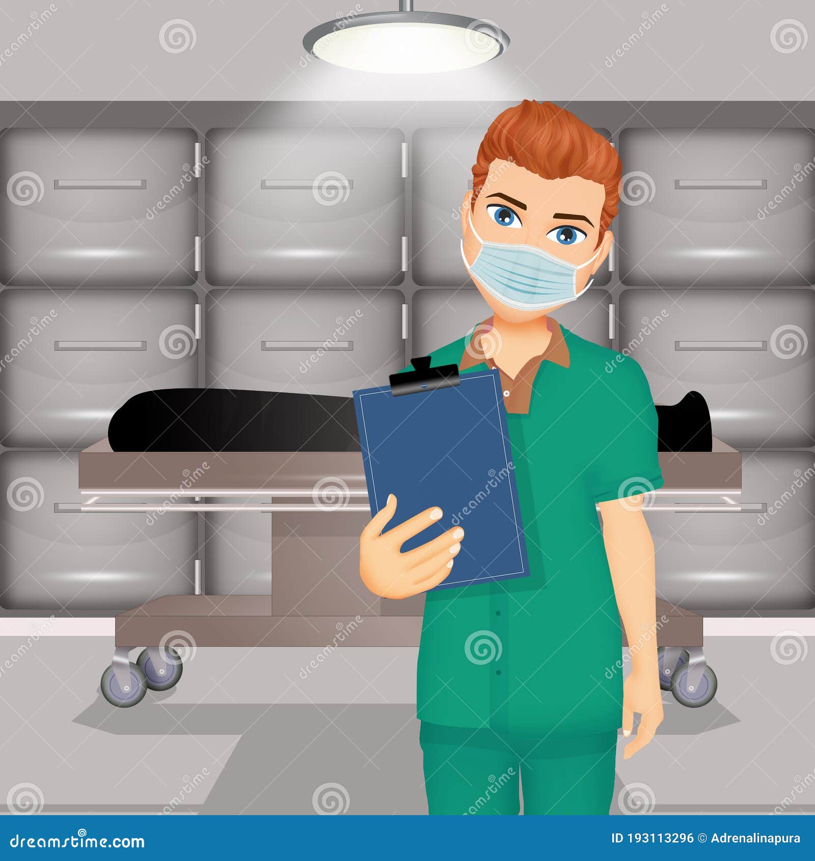 Coroner Performs Autopsy on the Body Stock Illustration - Illustration ...